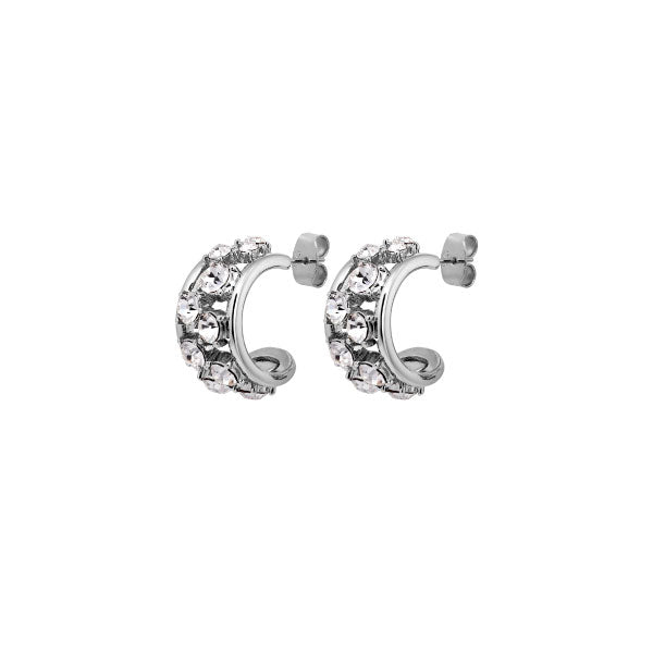 Astor Silver Hoop Earrings Crystal – Bonds Jewellers NI